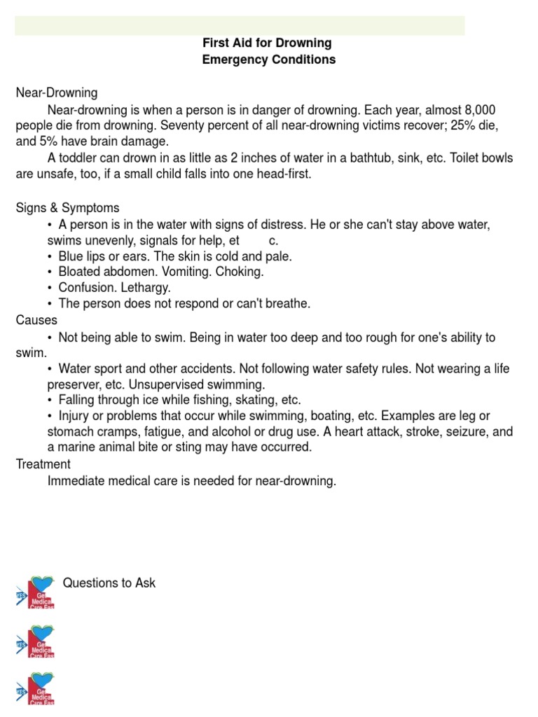 First Aid For Drowning | PDF | Hypothermia | Cardiopulmonary Resuscitation