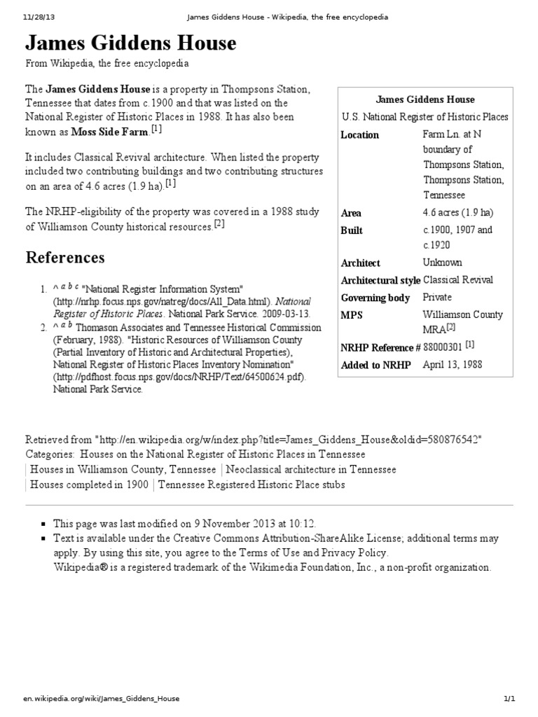 James Giddens House | PDF