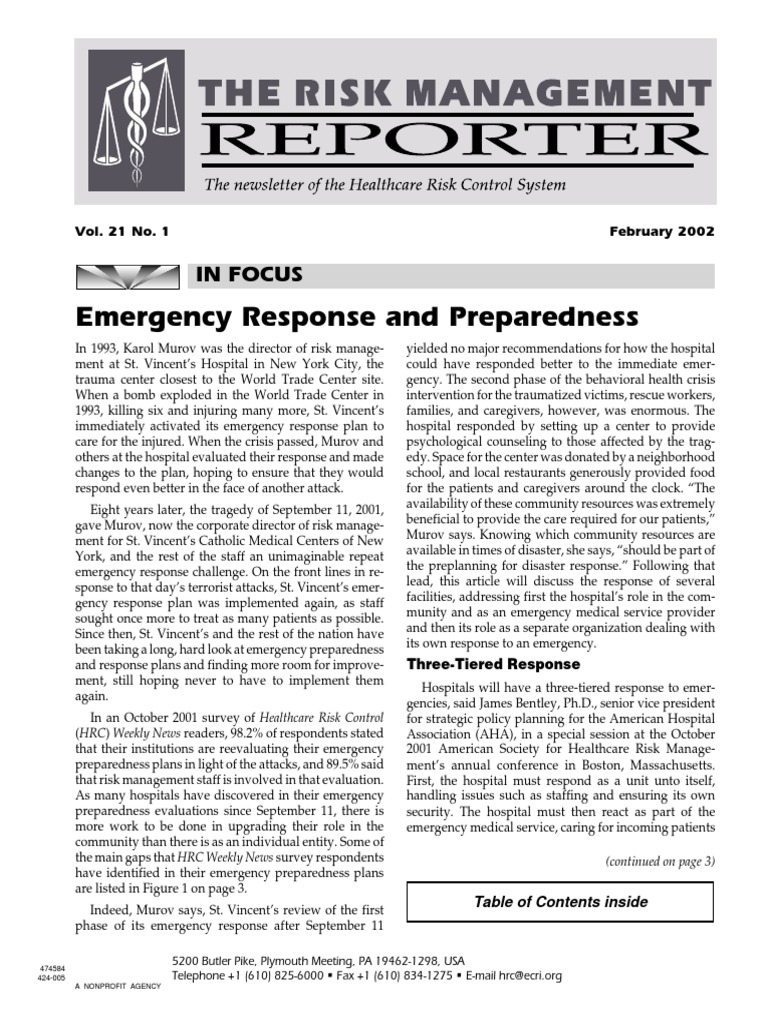 Emergency Response and Preparedness | PDF | Emergency Department ...
