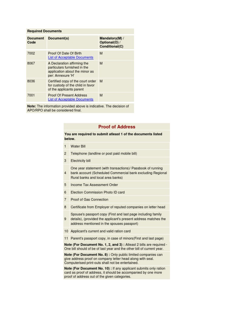 Proof of Address: List of Acceptable Documents | PDF