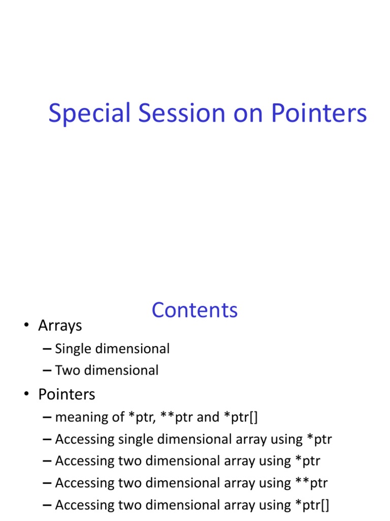 Special Session On Pointers Download Free Pdf Array Data Structure Pointer Computer