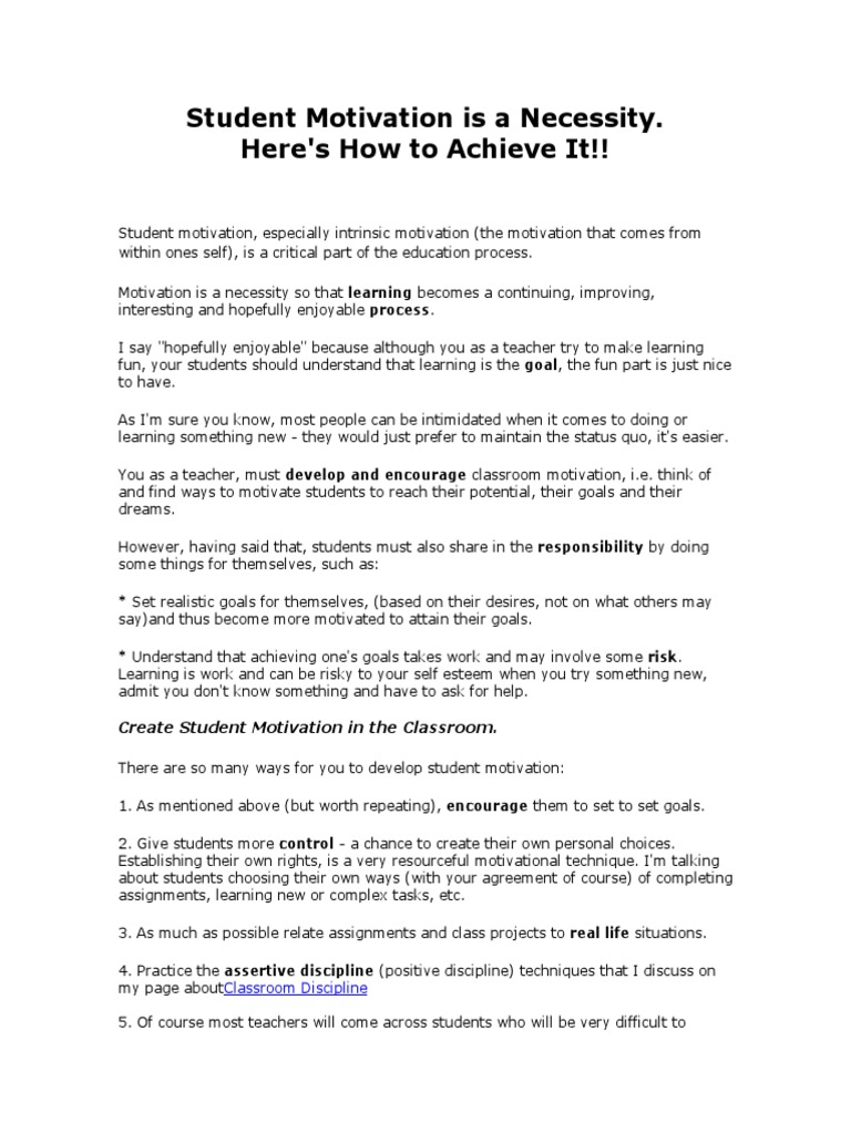 Teacher's Guide to Student Motivation | PDF | Motivation | Motivational