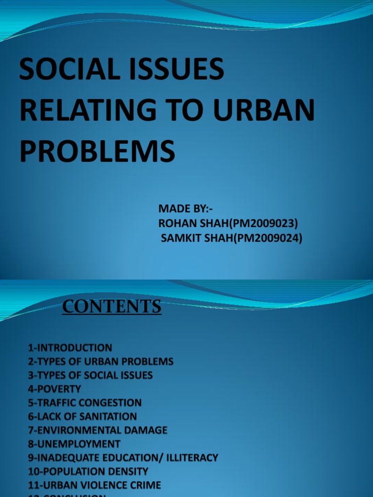 Urban Problems | PDF | Sanitation | Traffic Congestion