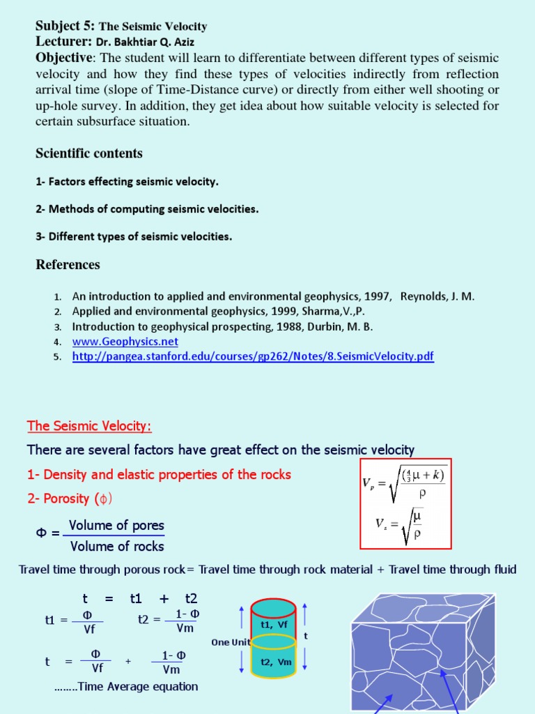 Understanding Seismic Velocity Types | PDF | Porosity | Reflection ...