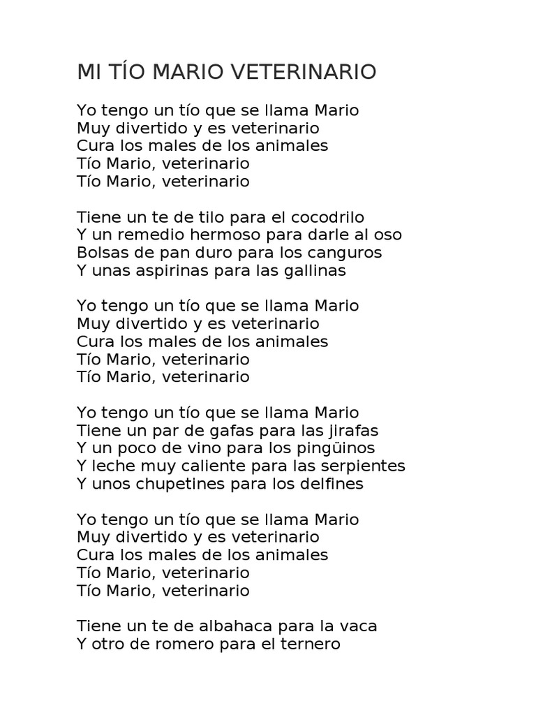 Mi Tío Mario Veterinario | PDF