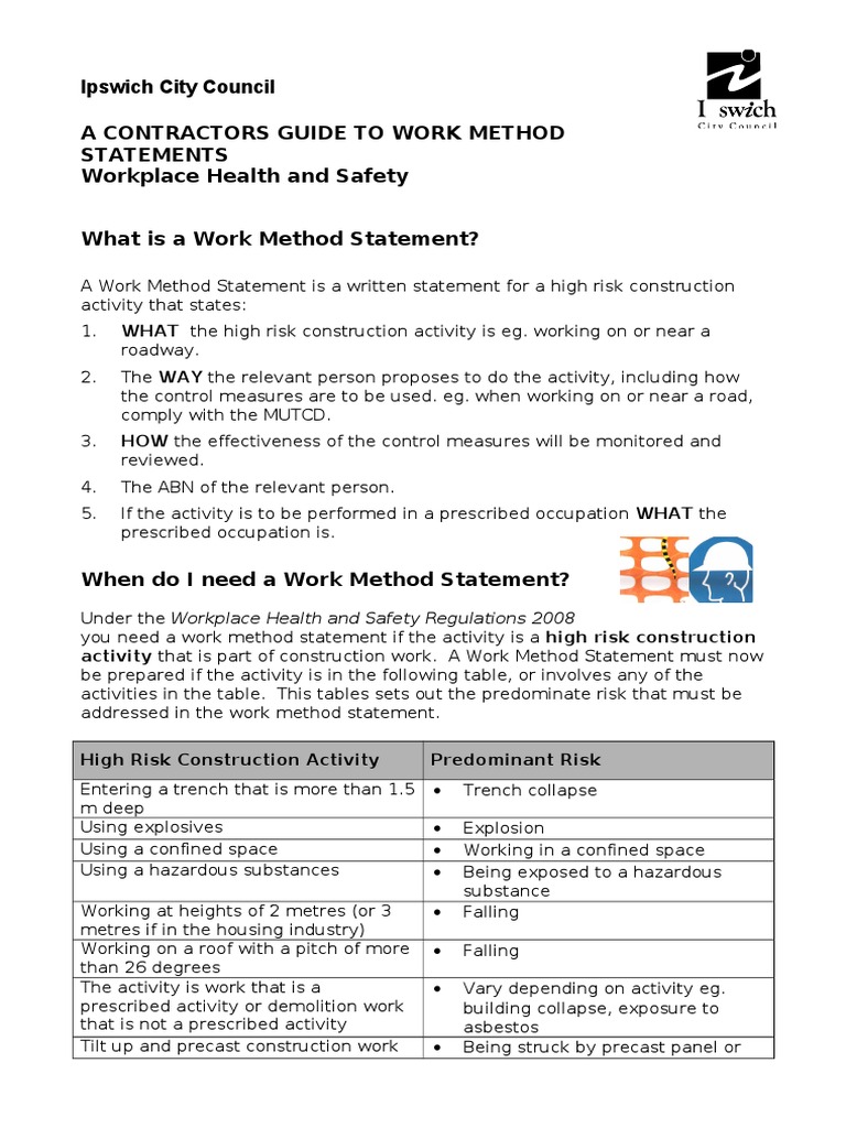 Contractors Guide To Work Method Statements | PDF | Engineering | Civil ...