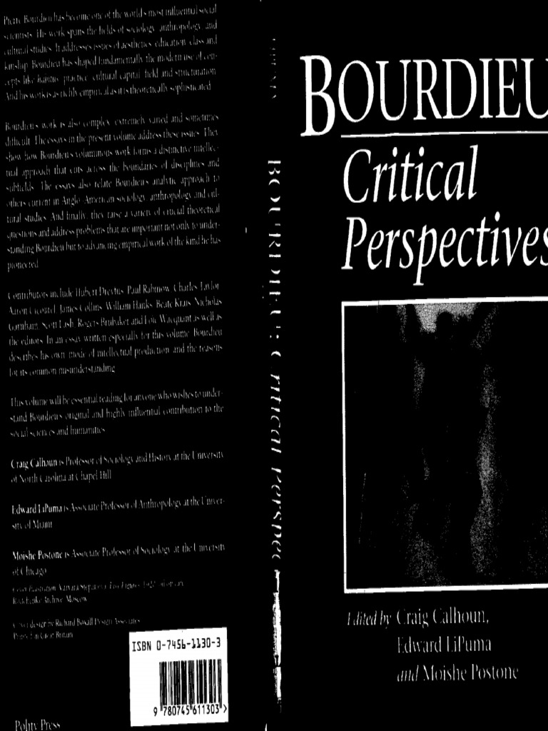 Edward Lipuma, Moishe Postone, Craig J. Calhoun-Bourdieu - Critical ...