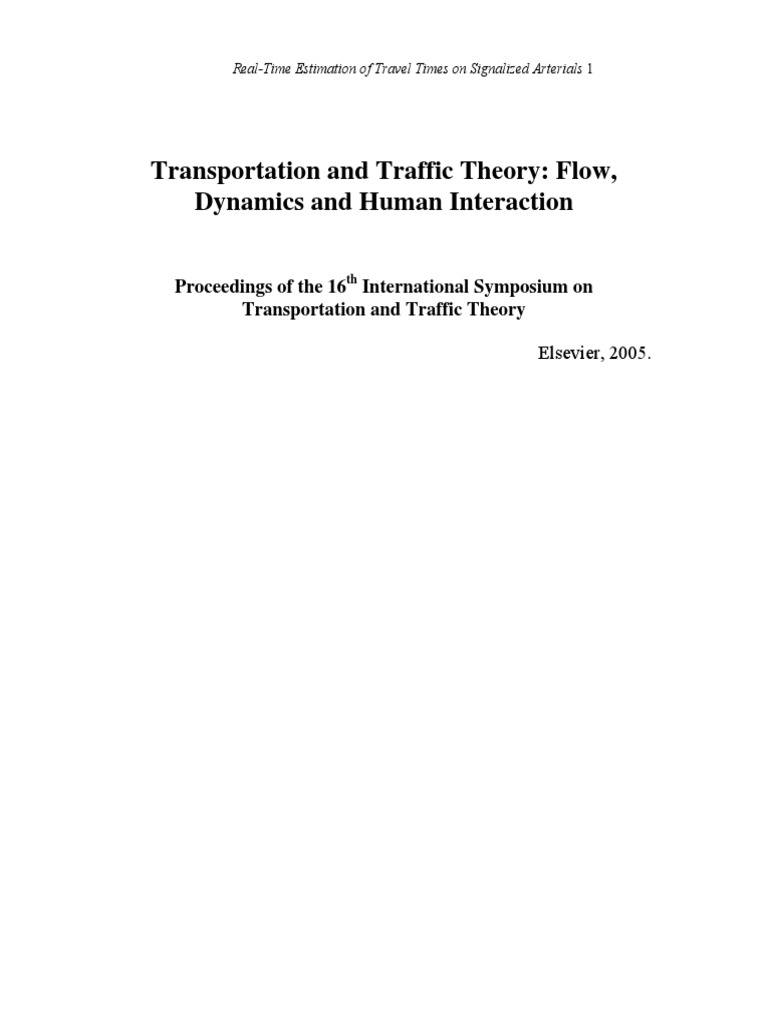 Transportation and Traffic Theory | PDF | Traffic | Traffic Light