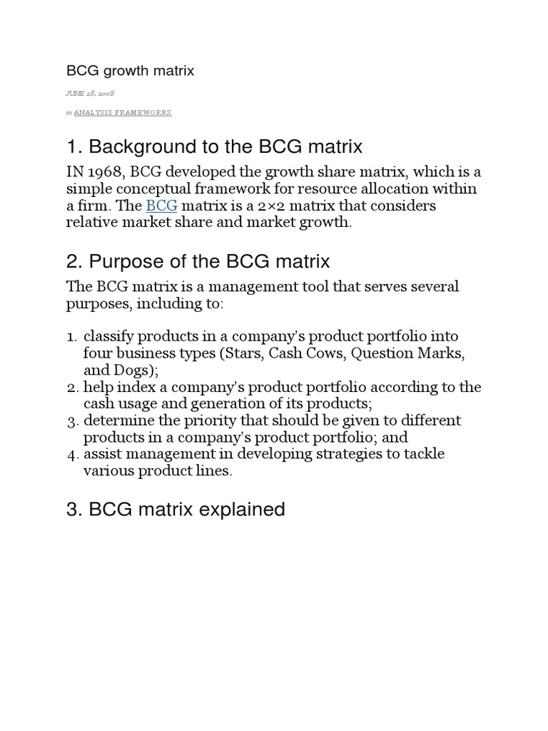 BCG Growth Matrix | PDF | Microeconomics | Economic Institutions