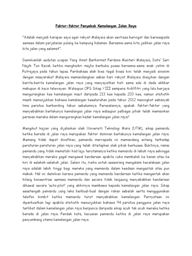 Faktor Kemalangan Jalan Raya | PDF