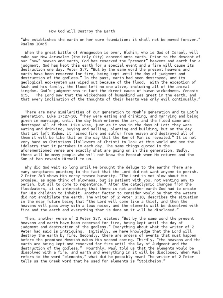 How God Will Destroy The Earth | PDF | Noah | Genesis Flood Narrative