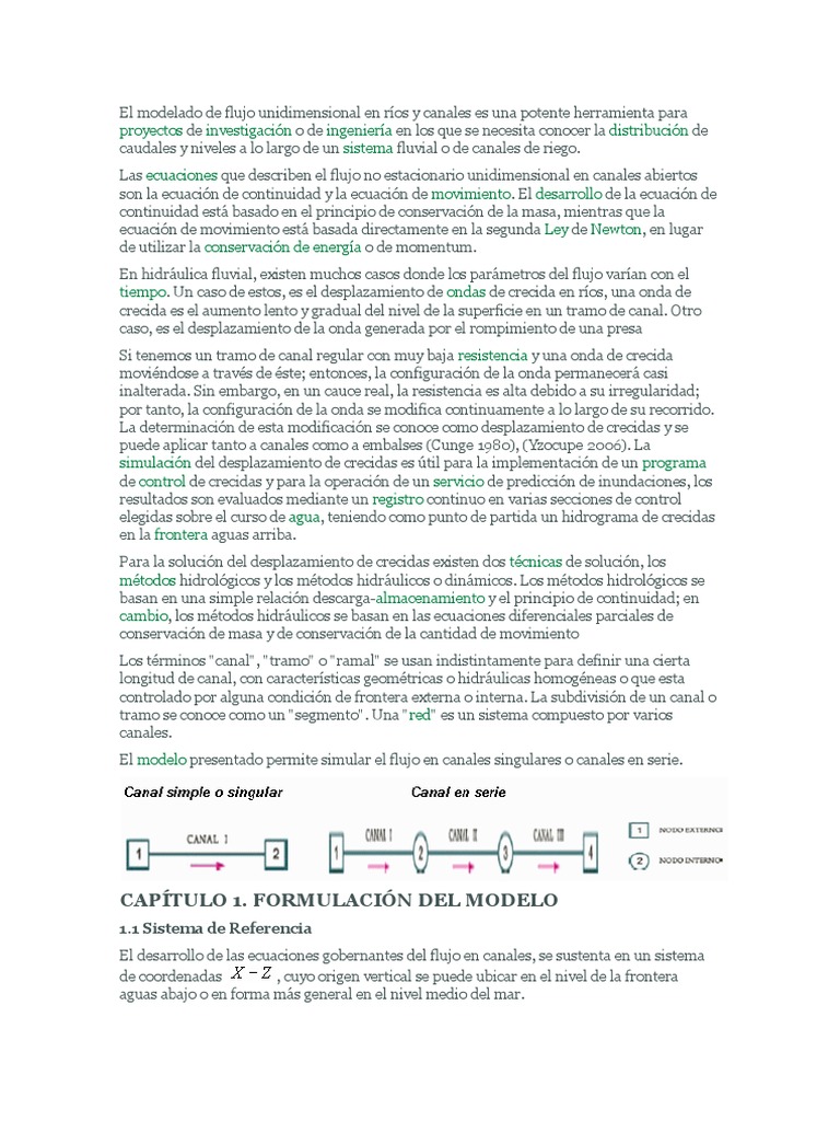 El Modelado de Flujo Unidimensional | PDF | Movimiento (física) | Olas