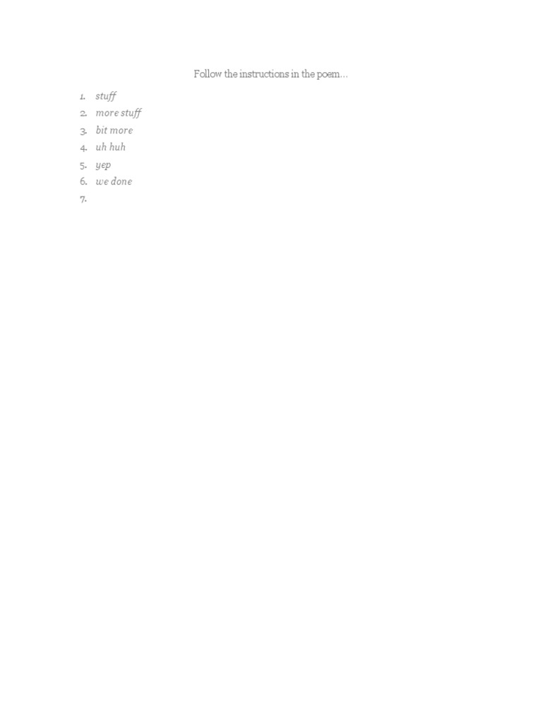 Follow The Instructions in The Poem | PDF