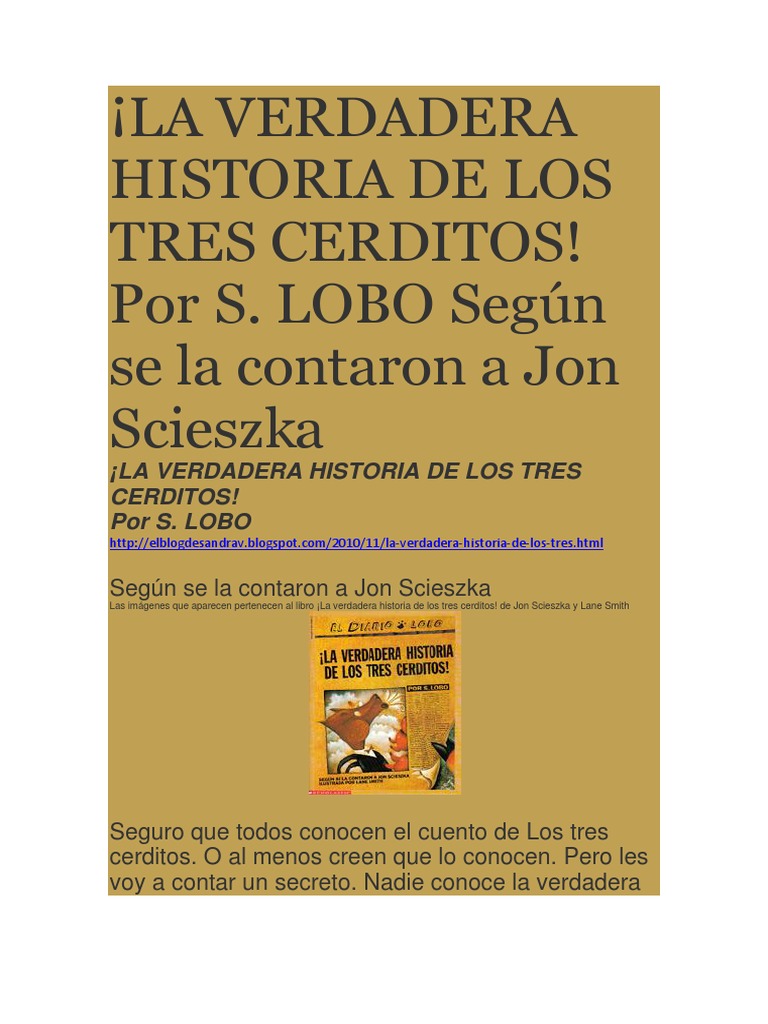 La Verdadera Historia de Los Tres Cerditos | PDF | Ocio