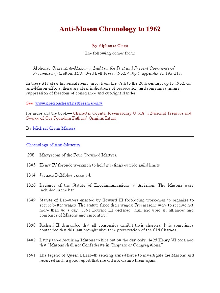 Anti-Masonry History Overview | PDF | Freemasonry | Fraternal Service ...