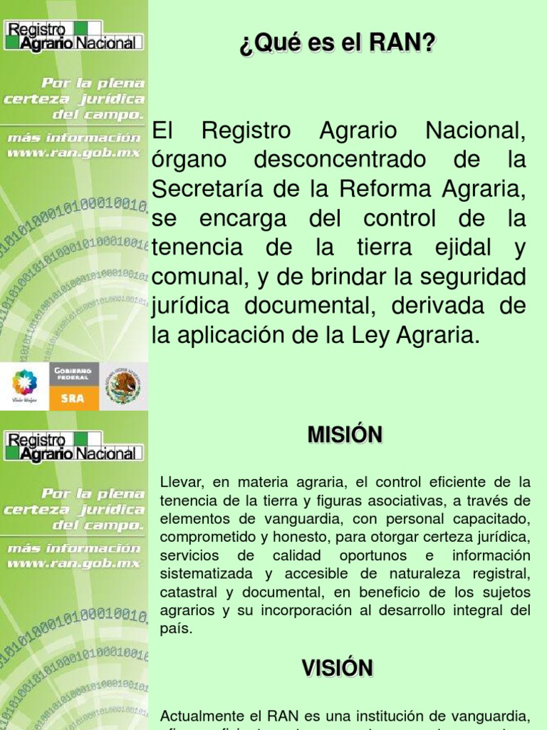 Presentacion Del RAN | PDF | Reforma agraria | Agricultura