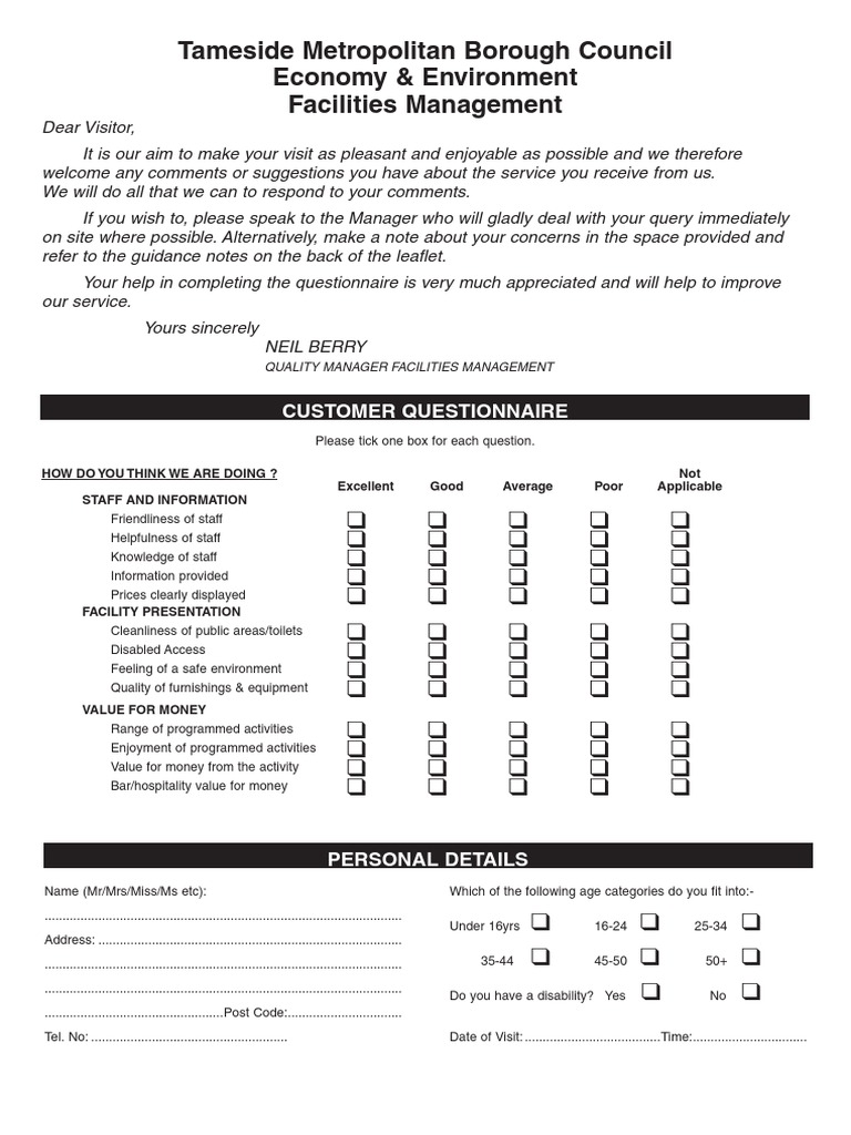 Facilities Management Customer Survey | PDF