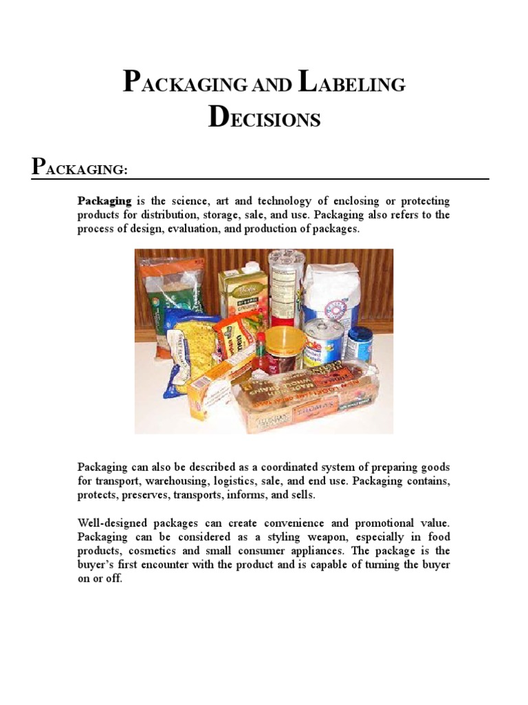 Packaging and Labeling Decisions | PDF | Packaging And Labeling ...