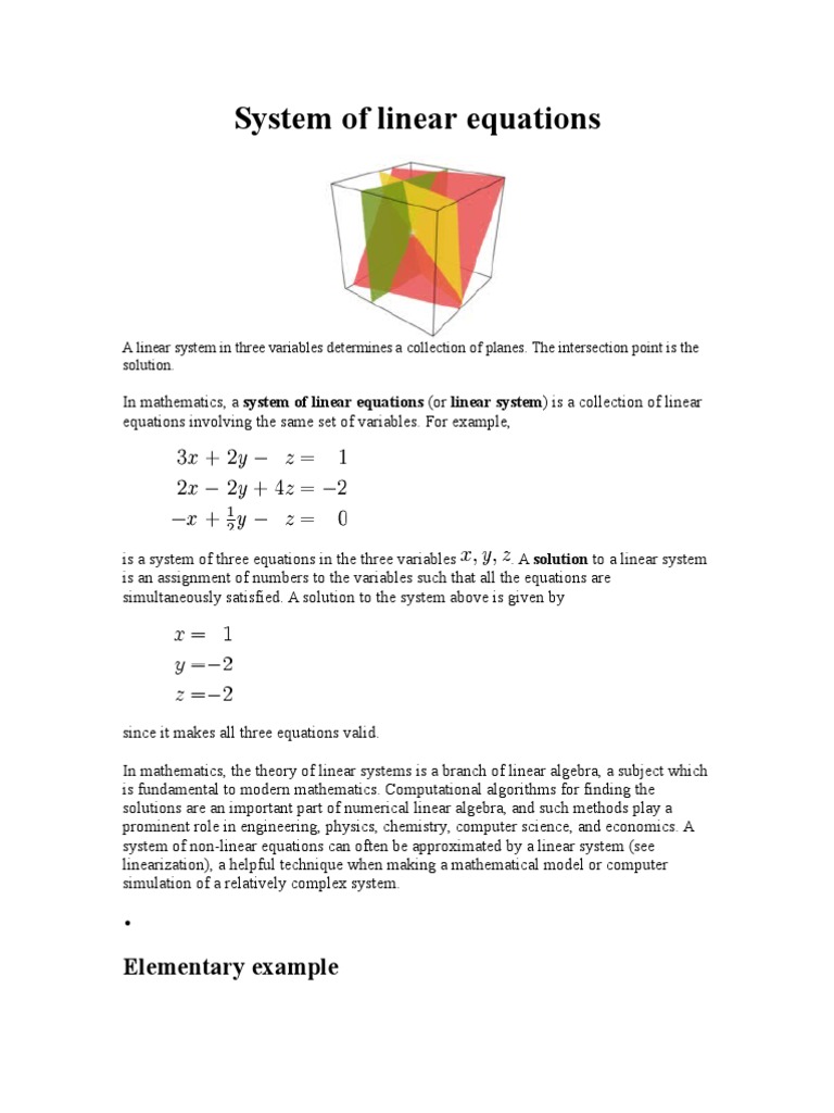 System of Linear Equations | PDF | System Of Linear Equations | Equations
