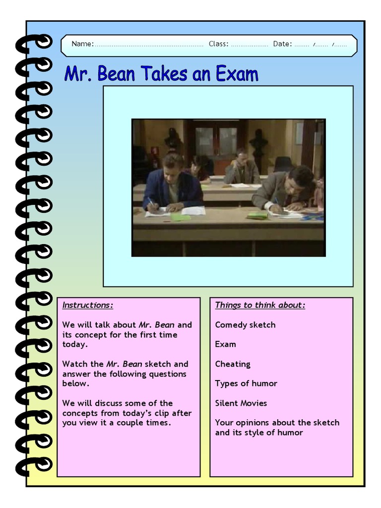 MR +Bean+Takes+an+Exam+Worksheet | PDF