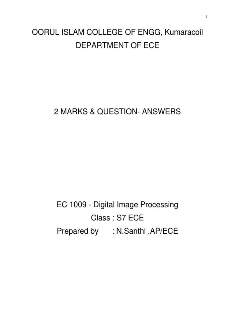 Ec 1009 - Digital Image Processing | PDF | Data Compression | Discrete Fourier Transform