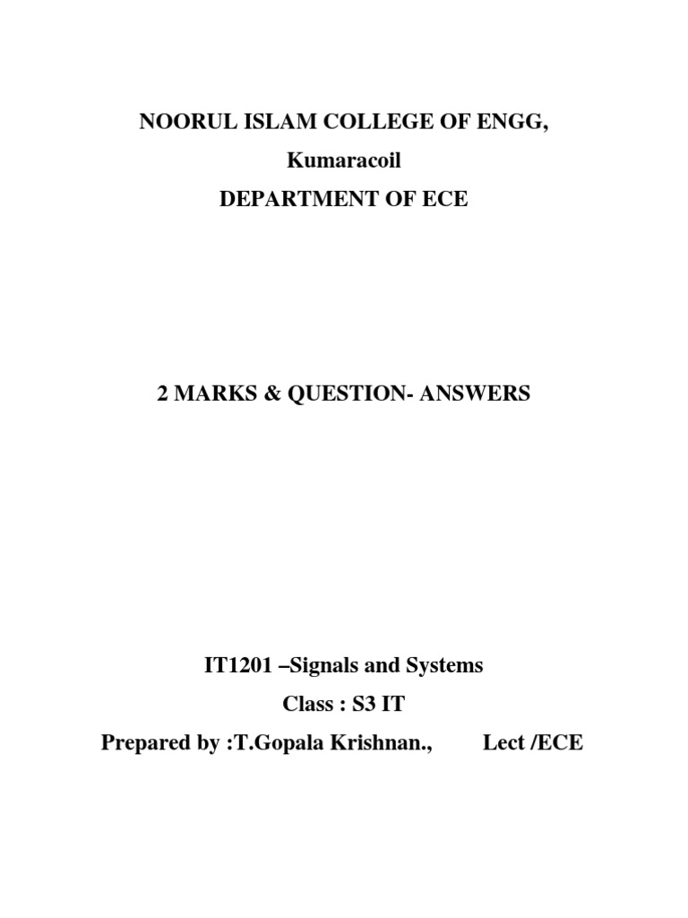 Ec 1252 Signals and System | PDF | Laplace Transform | Sampling (Signal ...