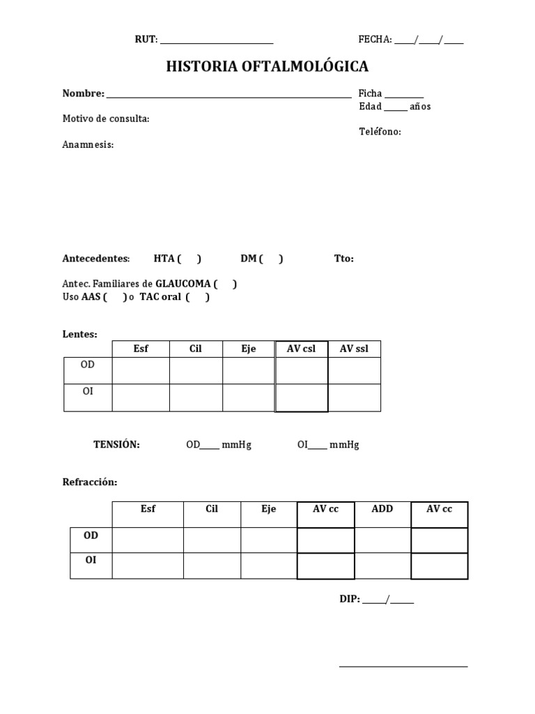 Ficha Oftalmologica Cta | PDF