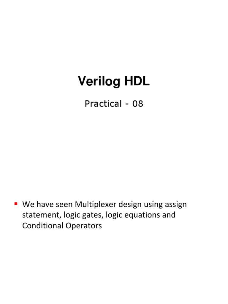 Verilog HDL: Practical - 08 | PDF | Electrical Engineering | Digital ...