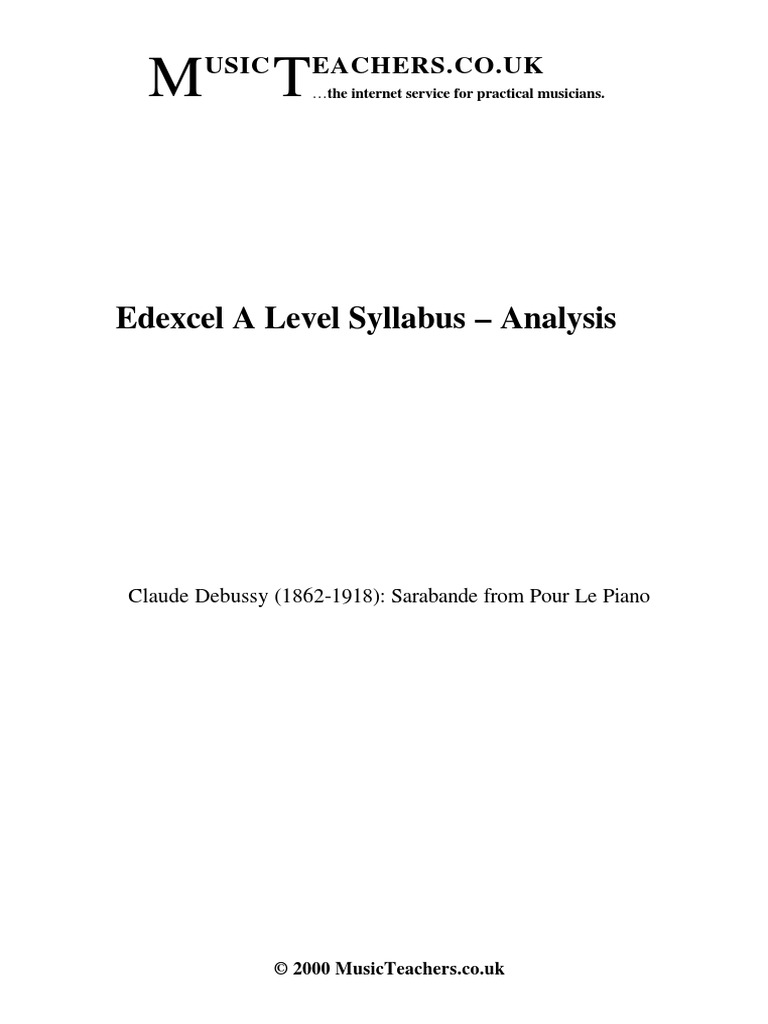 Debussy - Analysis Sarabande From Pour Le Piano | PDF | Harmony | Chord ...
