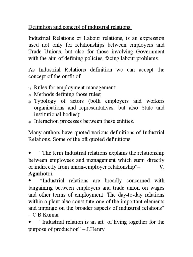 Definition and Concept of Industrial Relations 147 | PDF | Industrial ...