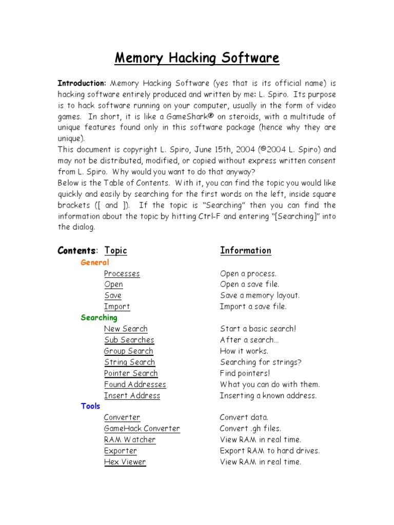 Memory Hacking Software Application Software Digital And Social Media 
