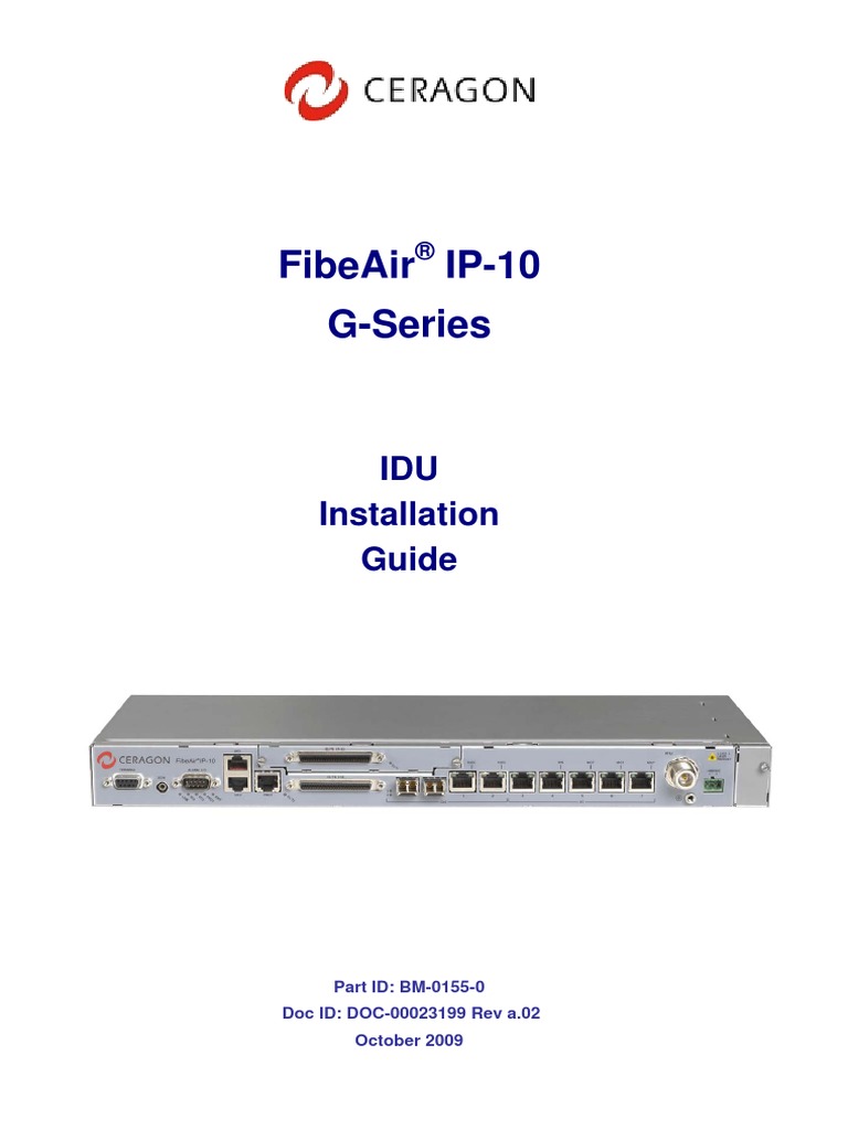 (Ceragon) IP10 G Install Guide 10 09 | Power Supply | Optical Fiber