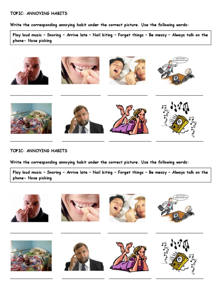 Annoying Habits Worksheet | PDF