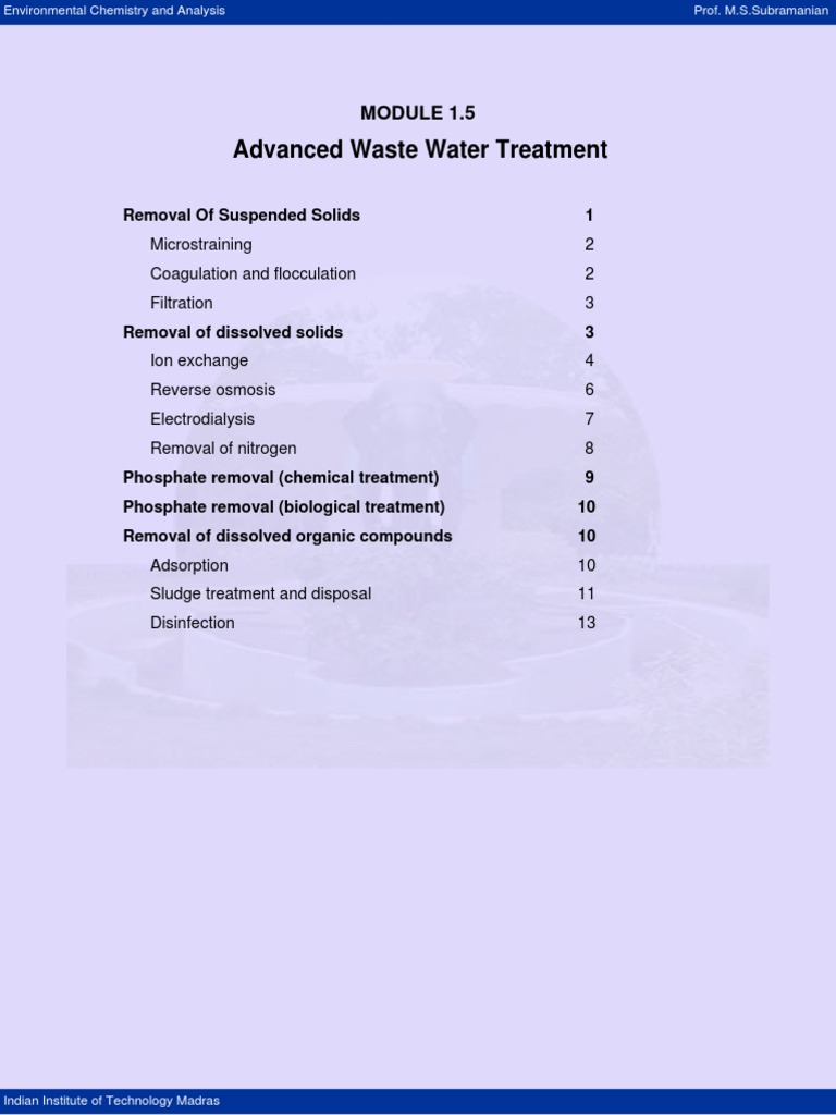 Advanced Wastewater Treatment Methods | PDF