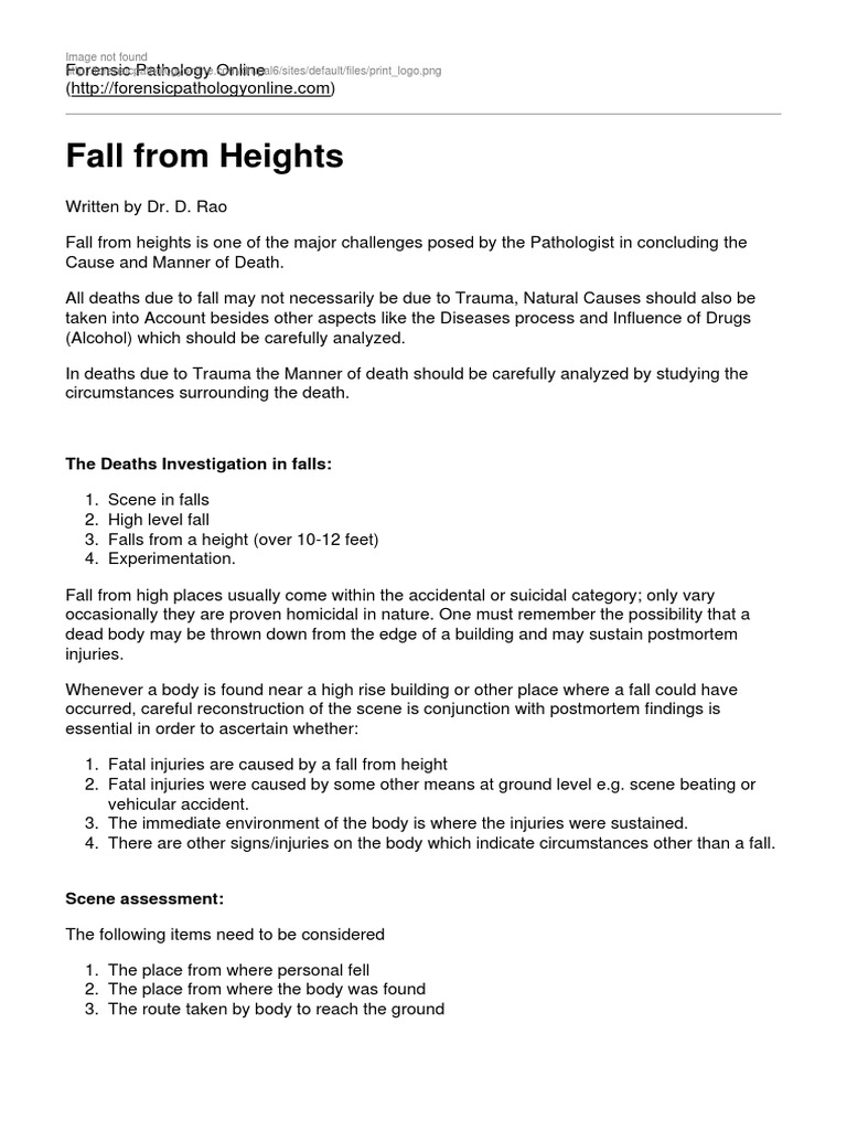 Fall From Heights | PDF | Autopsy | Pathology