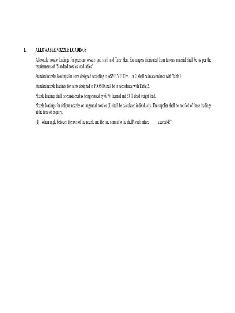 Allowable Nozzle Loadings | PDF | Heat Exchanger | Applied And Interdisciplinary Physics