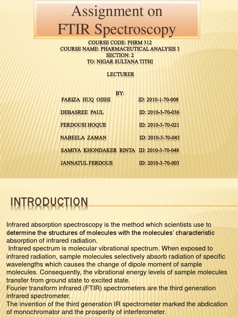 FTIR | PDF | Infrared Spectroscopy | Fourier Transform Infrared ...