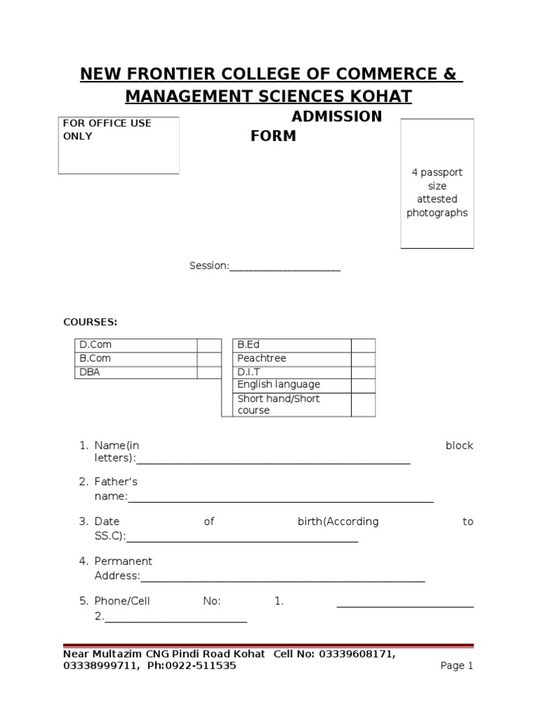 New Frontier College of Commerce & Management Sciences Kohat | PDF ...