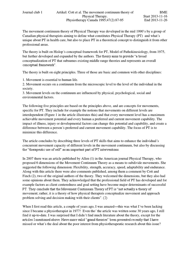 The Movement Continuum Theory of Physical Therapy-2 | PDF | Physical ...