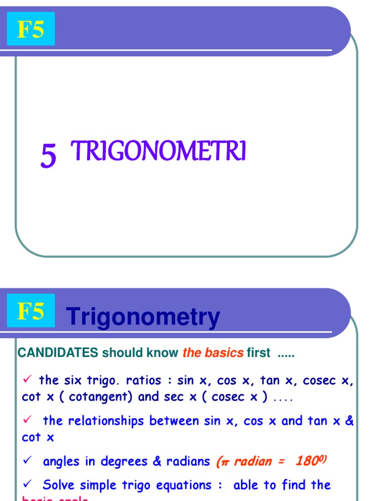 5 Trigo | PDF | Trigonometric Functions | Trigonometry