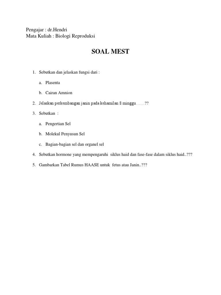 Soal Biorep Uts | PDF