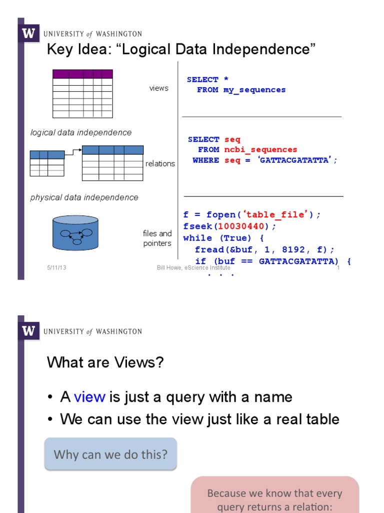 Lecture Slides Week2 014 Logical Data Independence | PDF