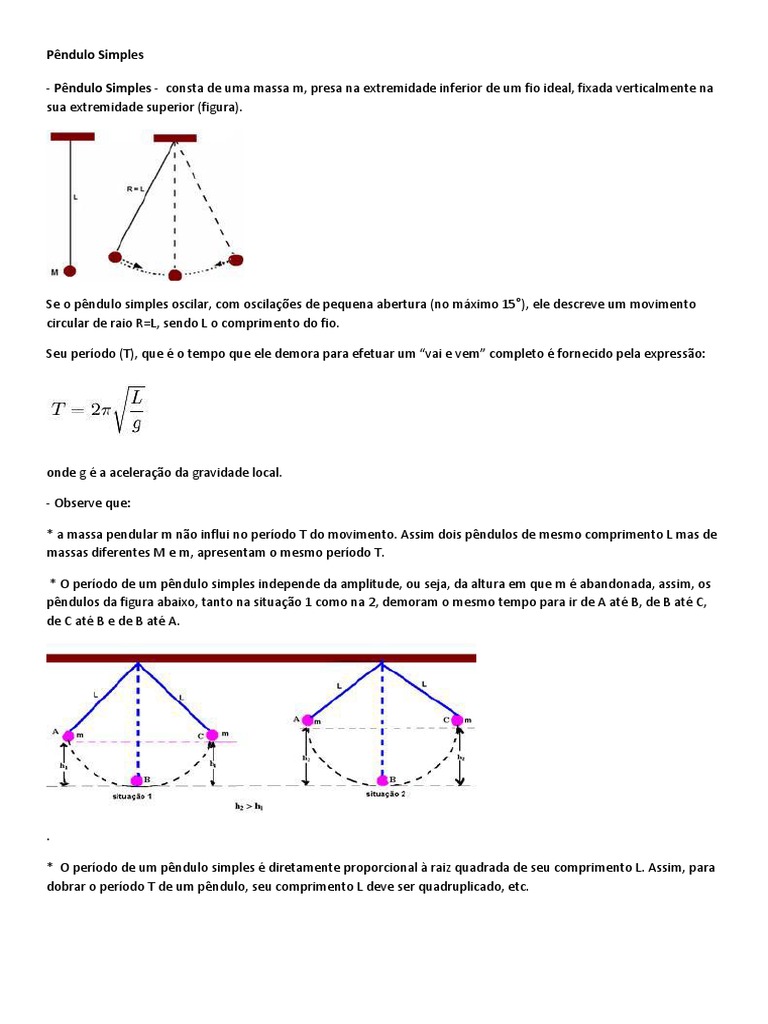 Pêndulo Simples | PDF | Pêndulo | Massa
