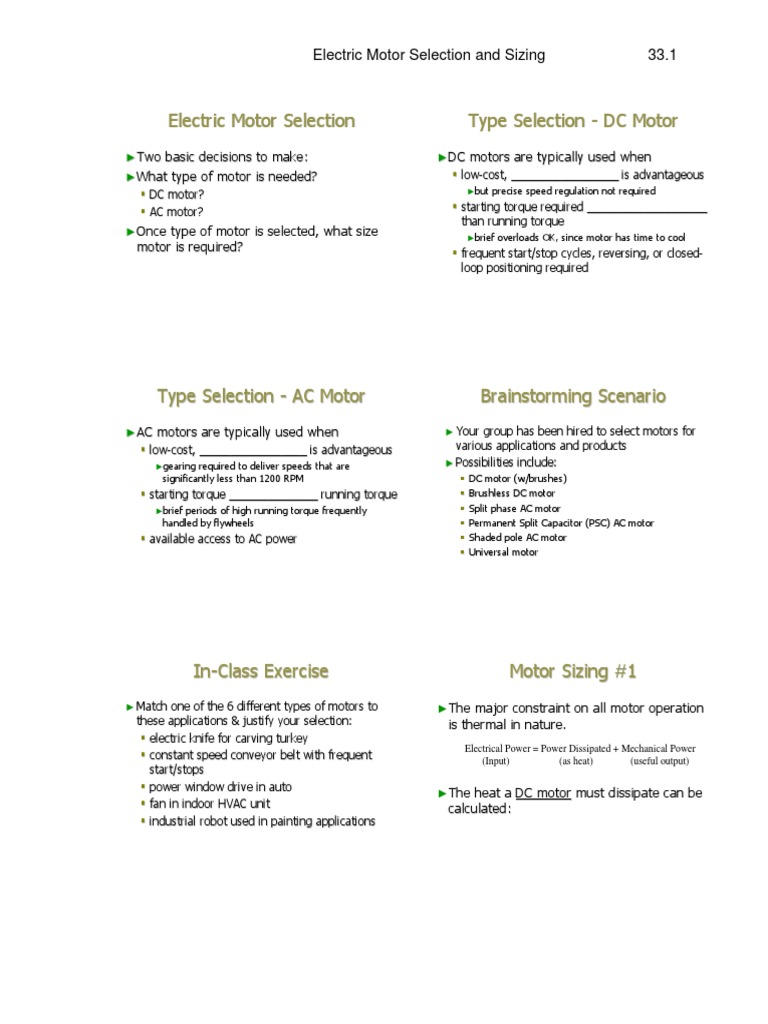 Electric Motor Selection and Sizing-Page1 | PDF