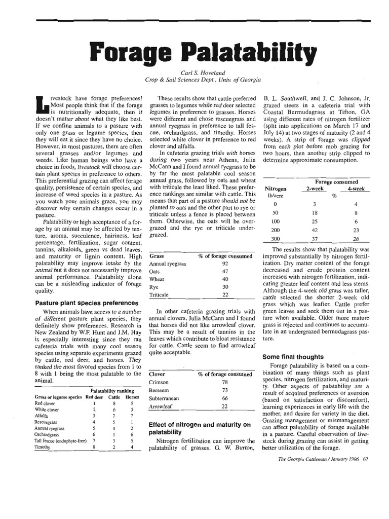 GC9601 Forage Palatability | PDF | Grazing | Cattle