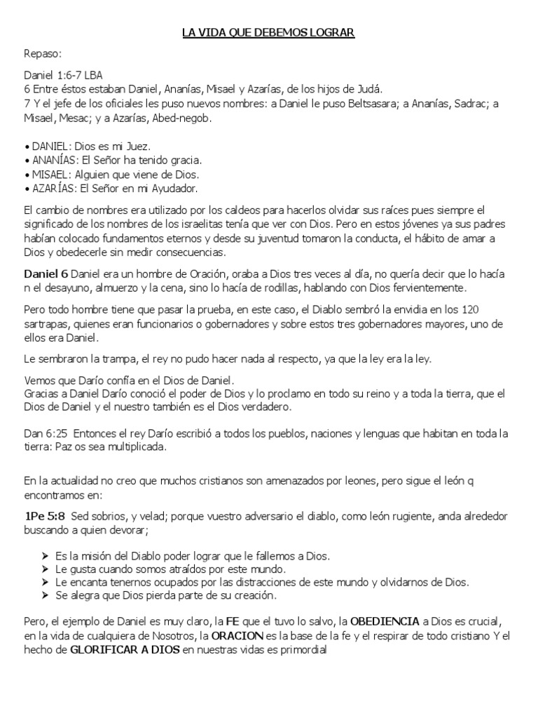 Daniel 6 Bosquejo | PDF | Daniel (figura bíblica) | Diablo