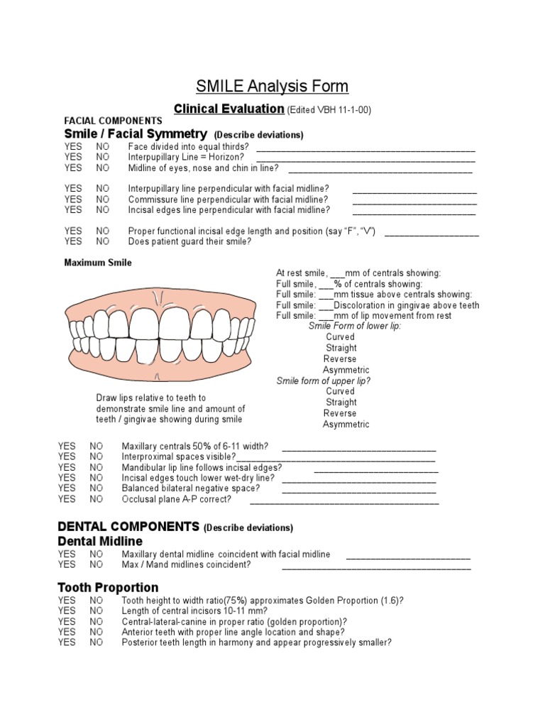 SMILE Analysis Form | PDF | Human Tooth | Face