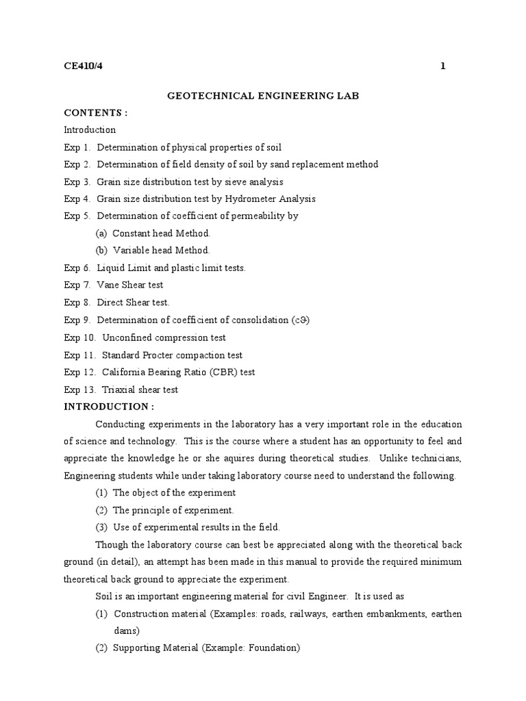 Geotechnical Engineering Lab | PDF | Soil Mechanics | Density