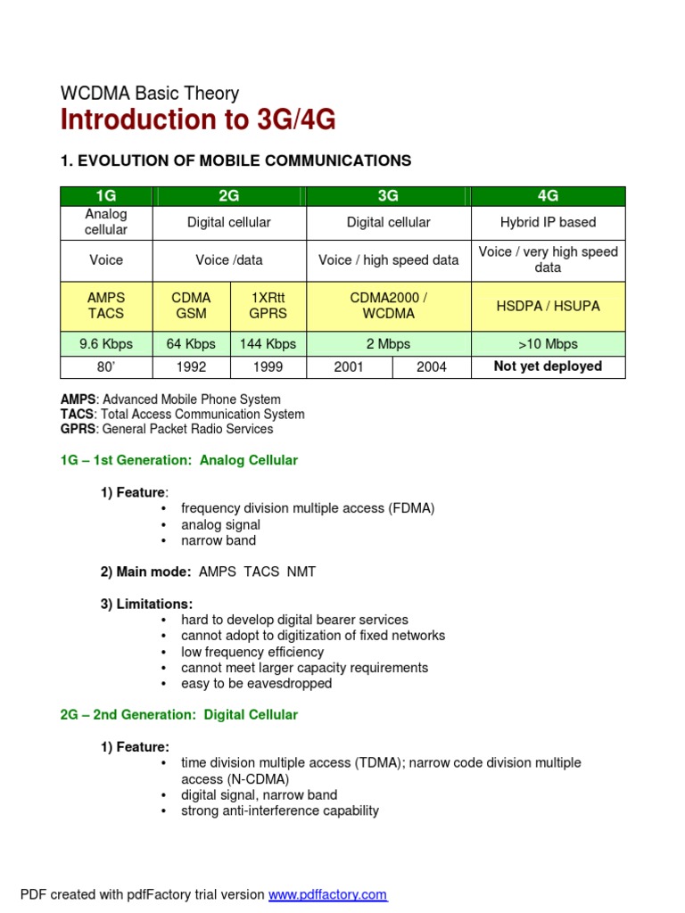 Introduction To 3G/4G: WCDMA Basic Theory | PDF
