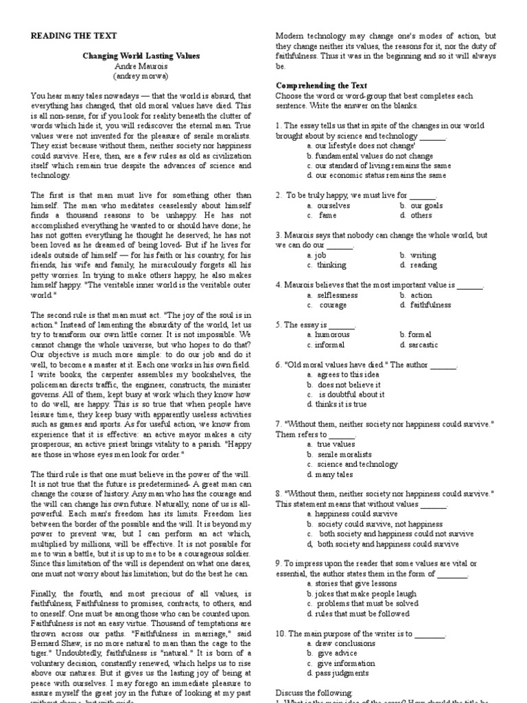 Changing World Lasting Values | PDF | Modal Logic | Metaphysics